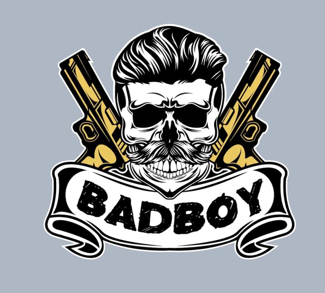 Sticker - Bad Boy, Skull and Two Pistols - Water Proof Helmet ...