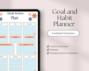 Digital Goal Planner Canva Goal Tracker and Goal Planning - Etsy