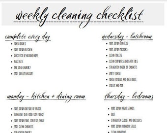 Minimalist Cleaning Checklist Printable , Weekly Cleaning Schedule ...