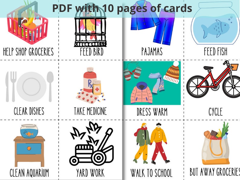 Kids Chores Cards | Responsibility for Kids | Printable to Do List ...