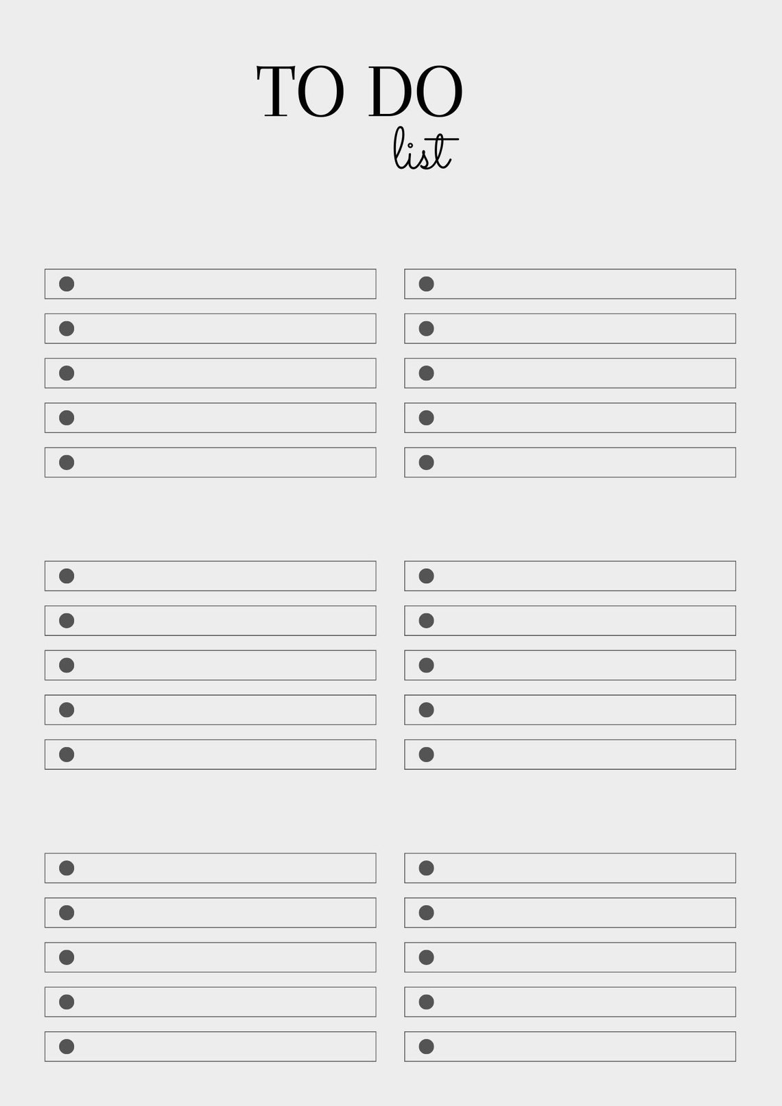 Minimalist to Do List, 10 Colors, Printable, Minimalist Organization - Etsy