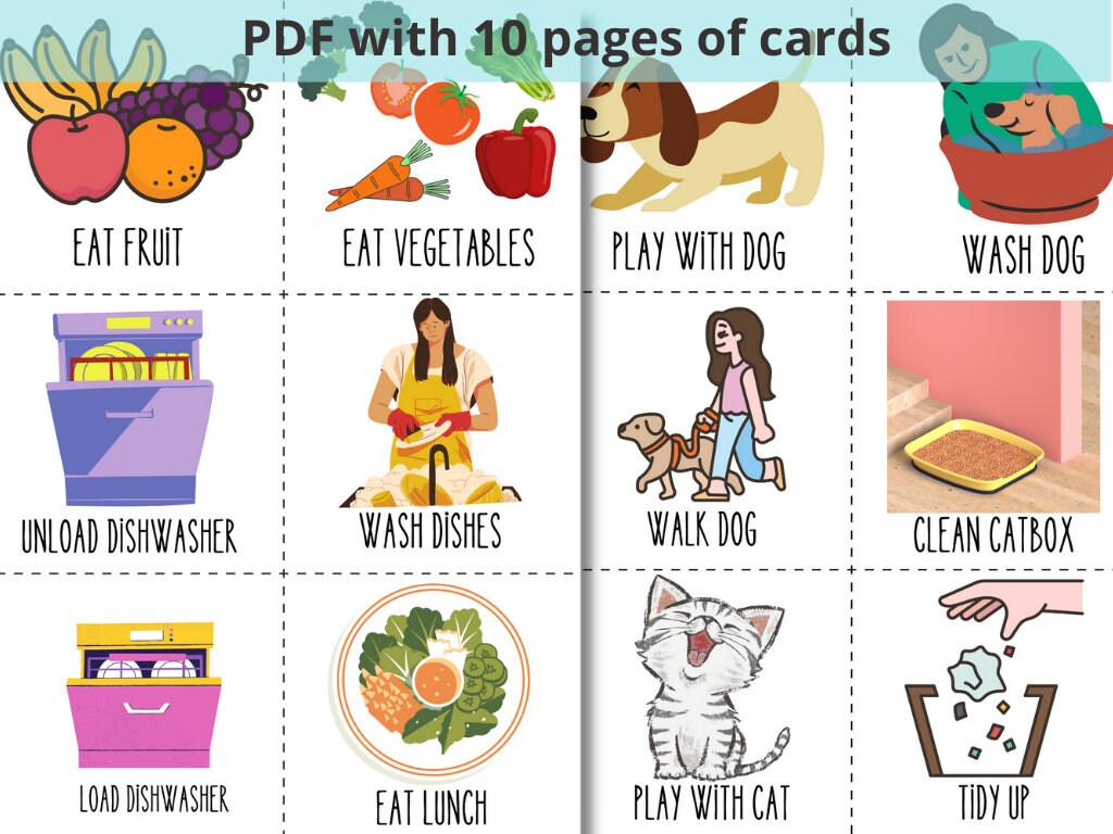 Kids Chores Cards | Responsibility for Kids | Printable to Do List ...