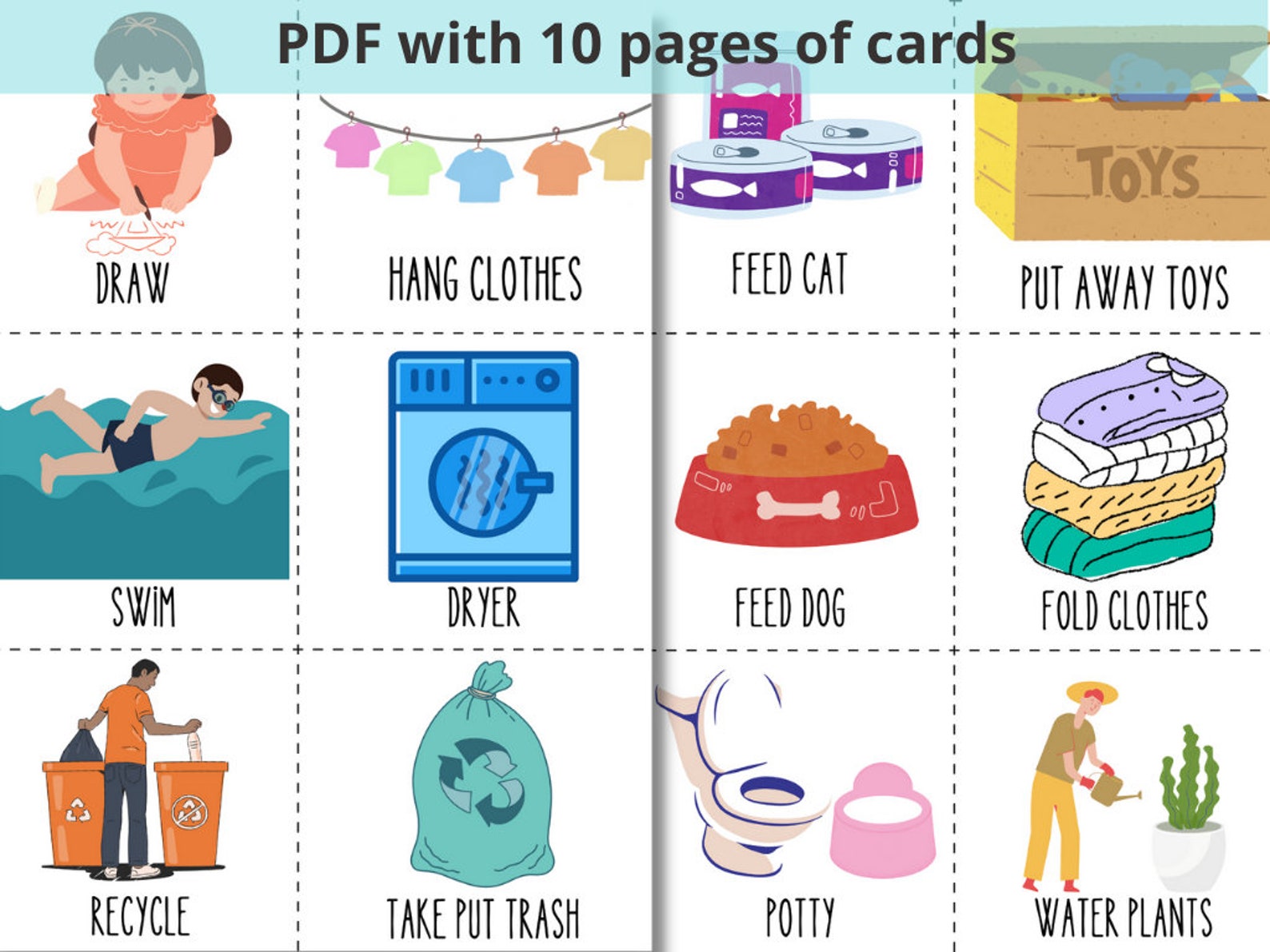 Kids Chores Cards | Responsibility for Kids | Printable to Do List ...