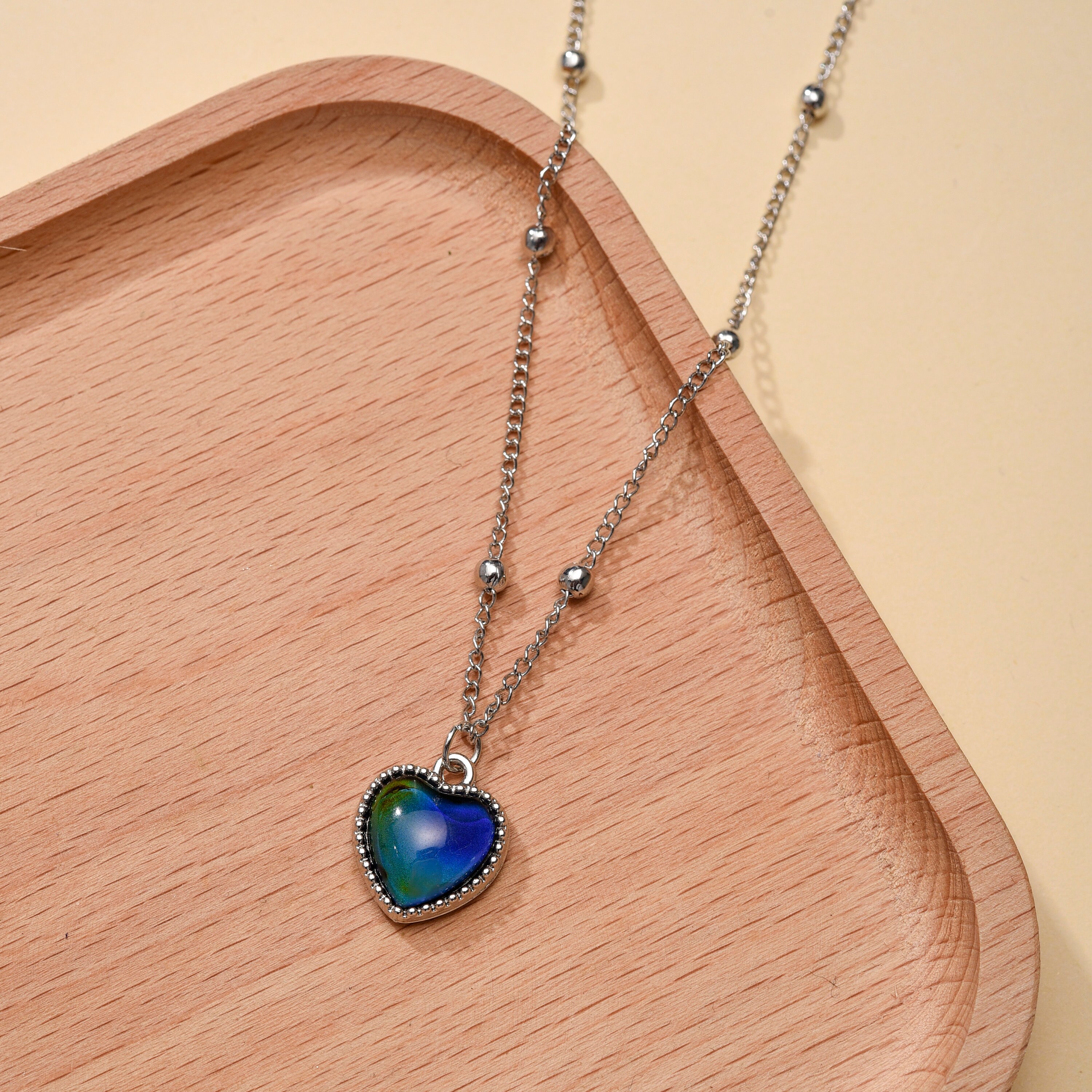 Changing Color Mood Stone Necklaceheart Mood Stone - Etsy
