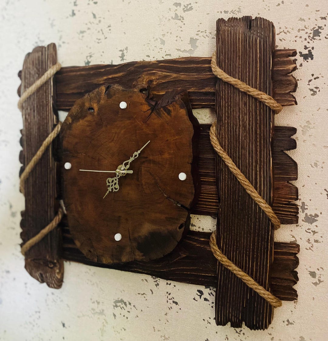 Handcrafted Aged Wood Wall Clock - Rustic Farmhouse Decor - Etsy