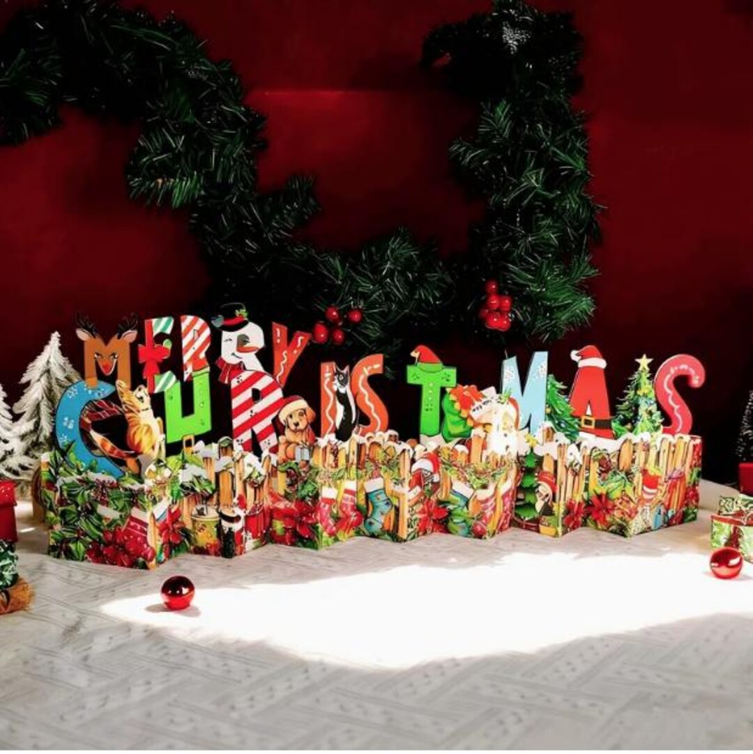 Concertina-style Fun 3D Christmas Card, Festive Tree With Cute Cats ...
