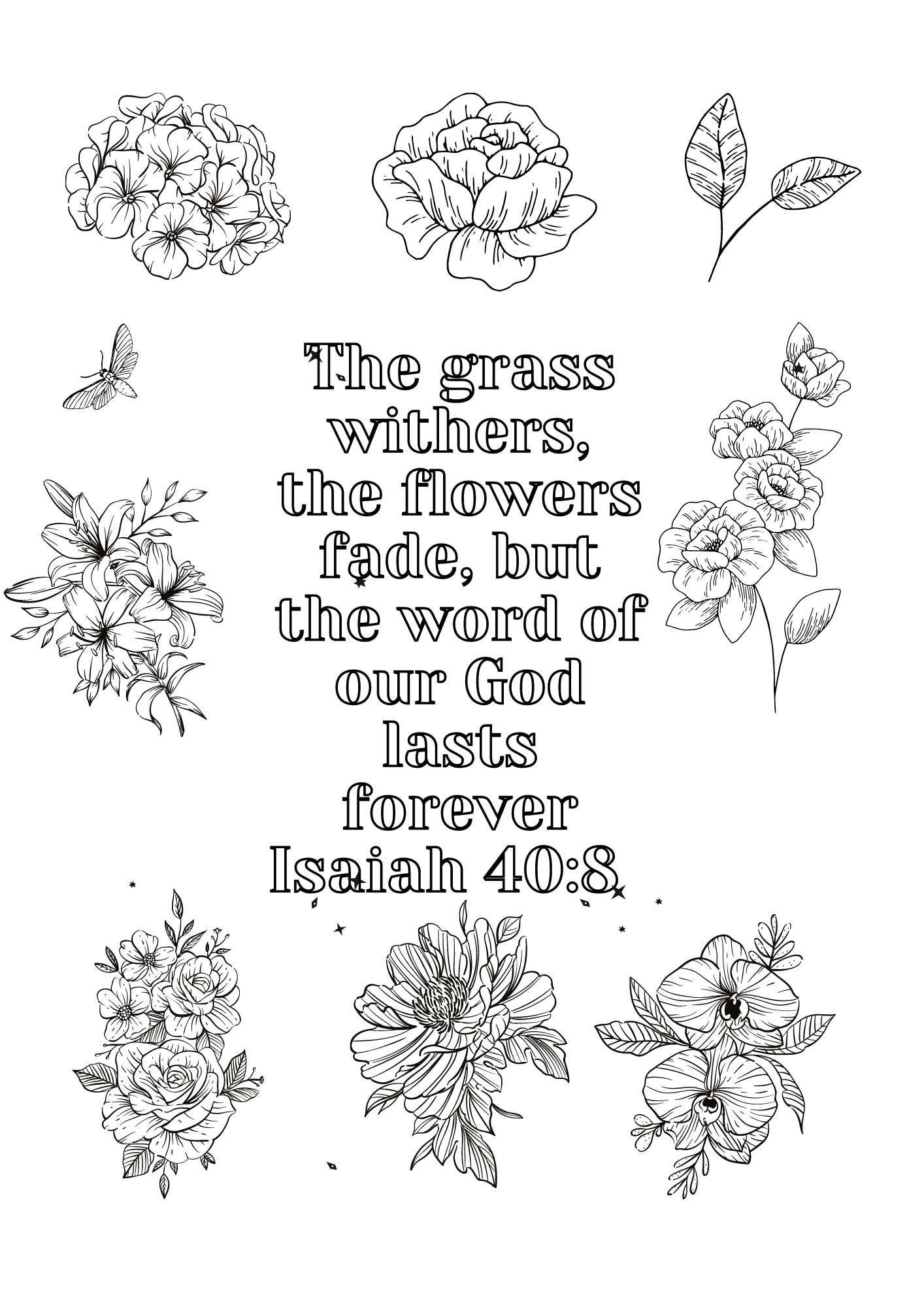 Printable, Digital, Coloring Sheet, Christian, Bible Verse, Isaiah 40:8 ...