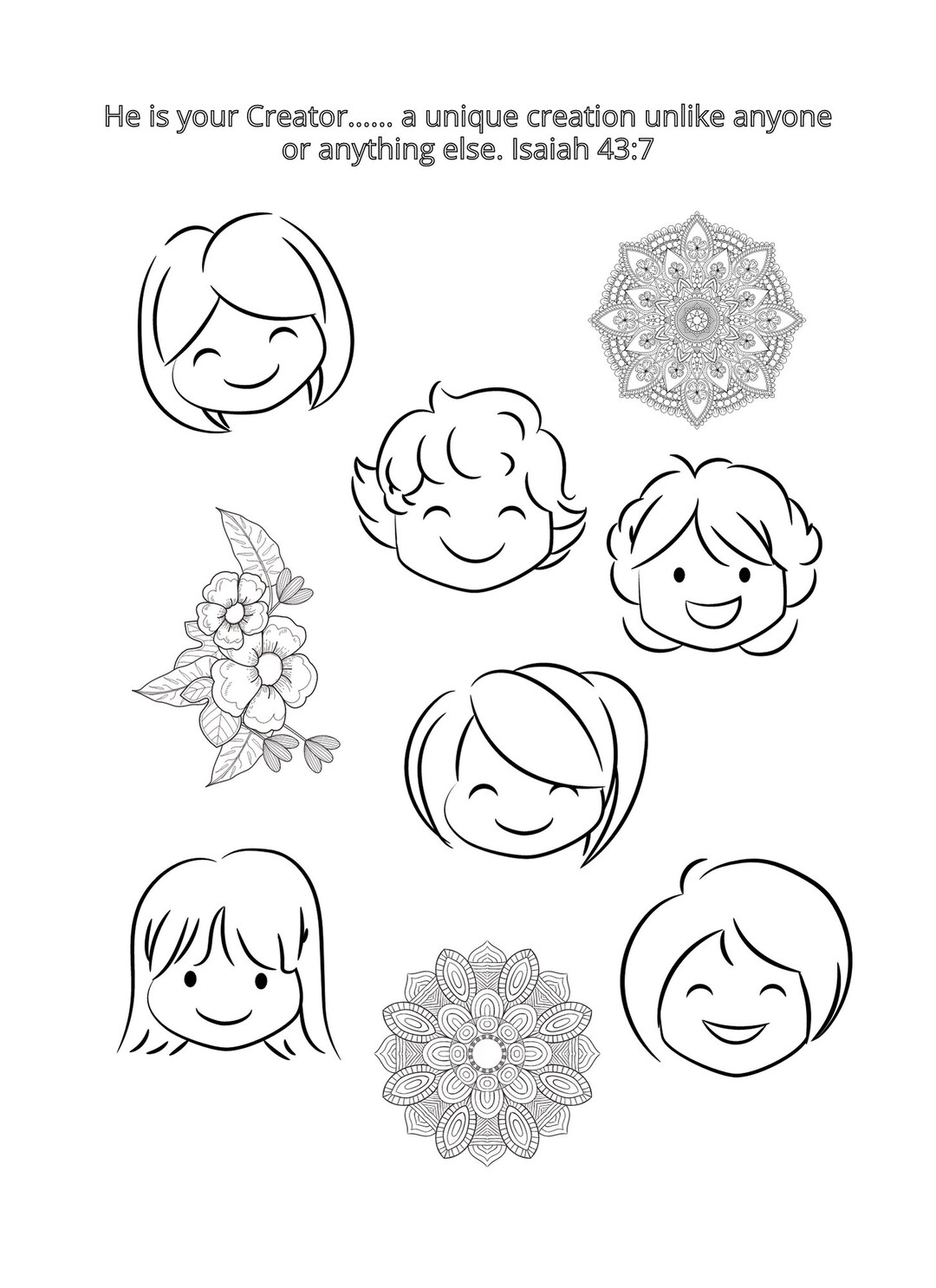Printable, Digital, Coloring Sheet, Bible Verses, Children, Kids ...