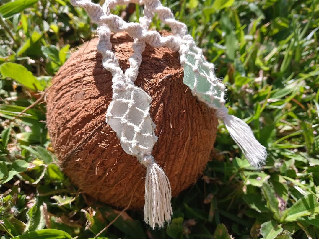 Sea Glass Macrame- Handmade Nautical Ornaments-boho Christmas Tree ...