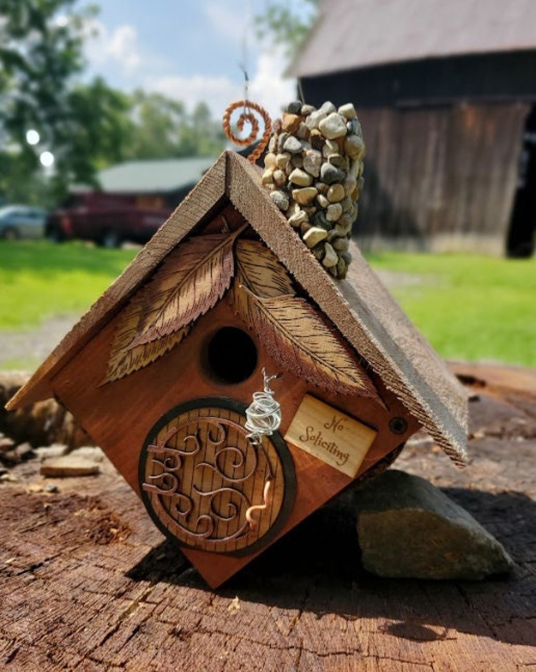 Hobbit Birdhouse With Leaves - Now With New Sign Options! - Etsy