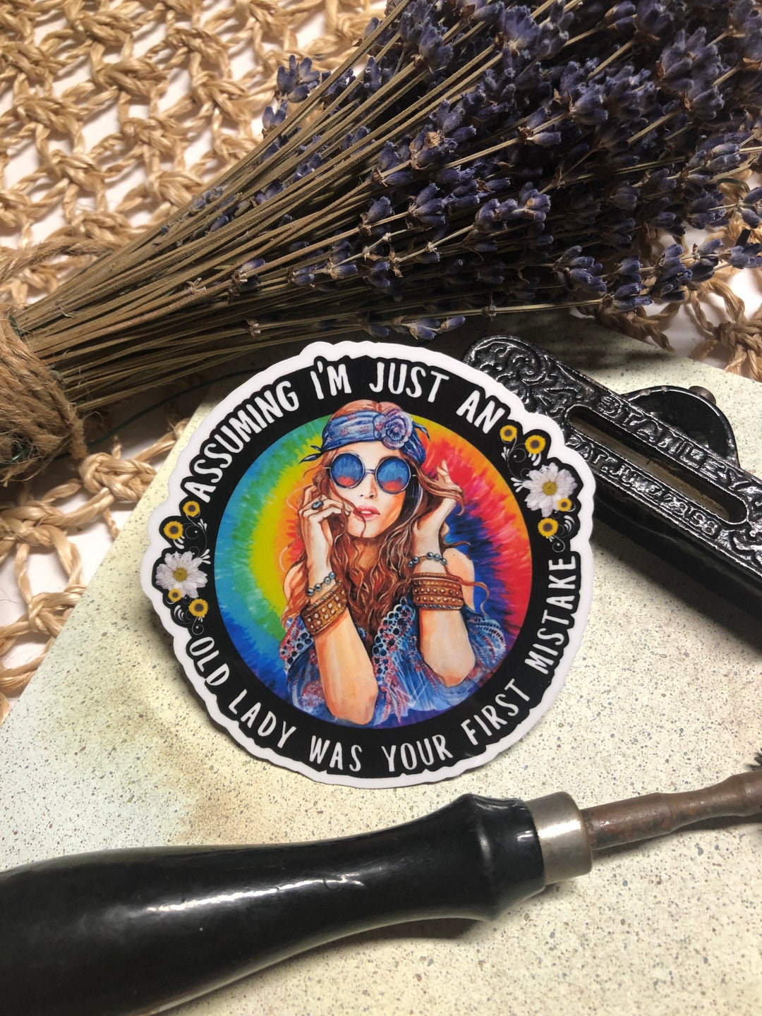Hippie Chick Lady Boho Retro Assuming I'm Just an Old Lady Was Your ...