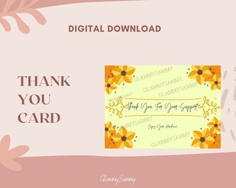 Yellow Floral Thank You Card Printable Download: yellow THANK You With ...