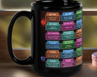Linux Command Line Mug, Linux Cheat Sheet Mug, Tech Enthusiast Coffee Cup, Sleek Programmer ...