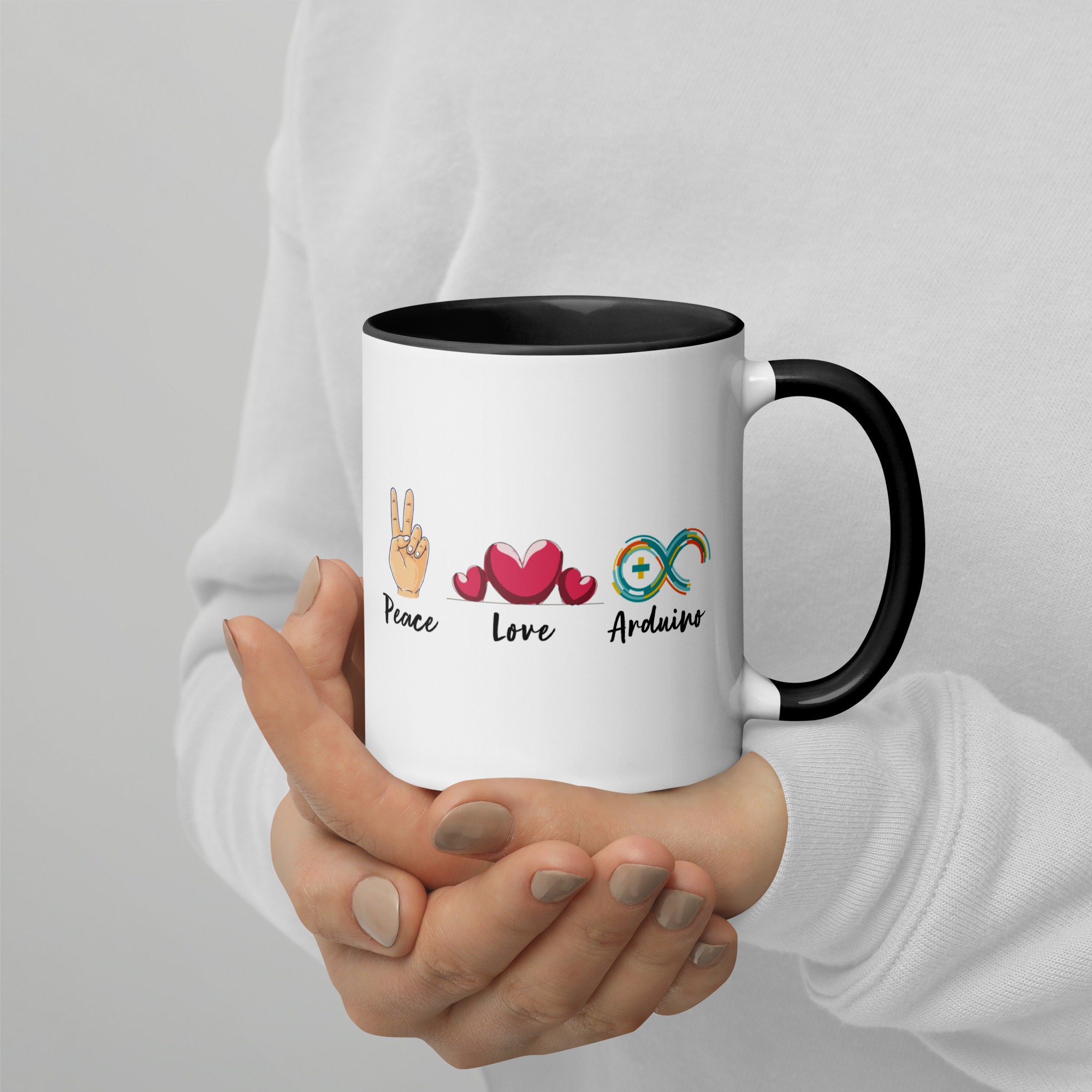 Peace Love Arduino Mug With Color Inside Arduino Mugs Technology