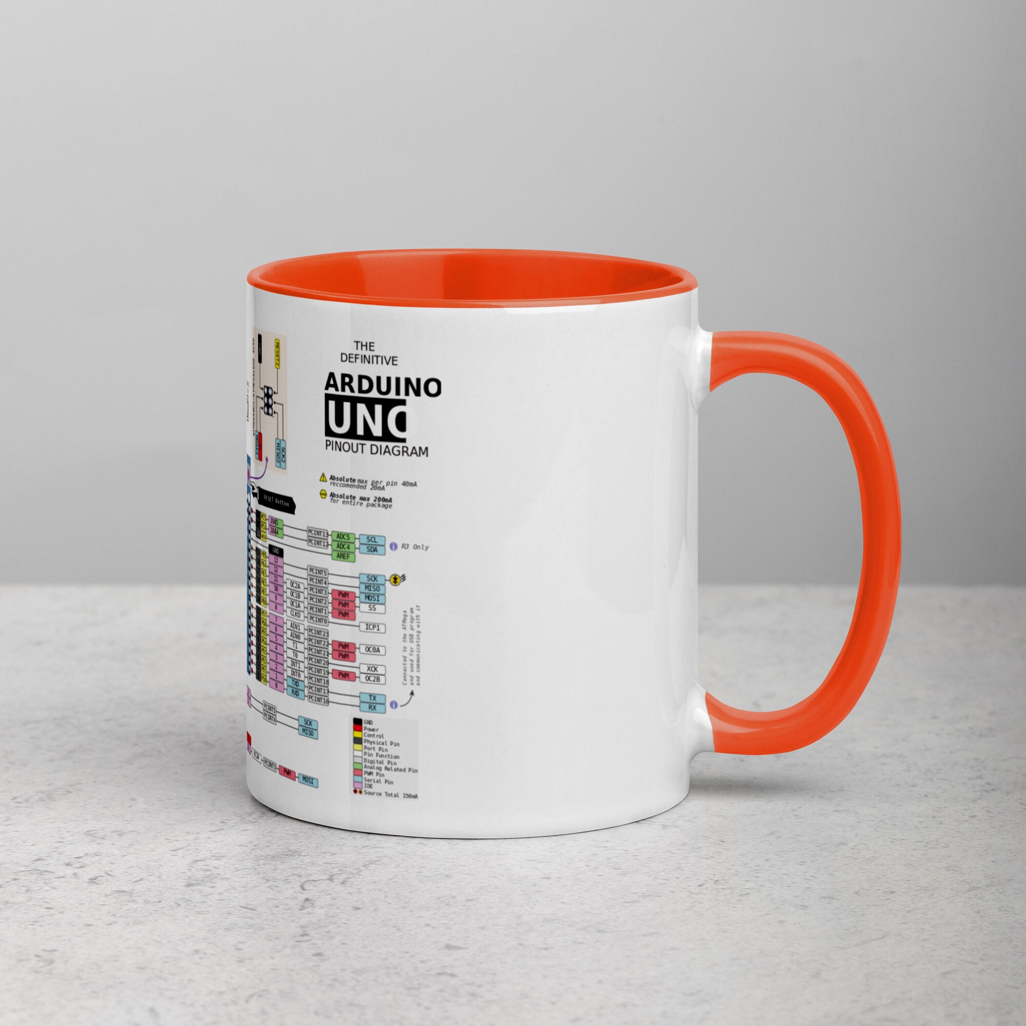 Arduino Uno Board Pinout Two-tone Coffee Tea Mug, Electronic Circuit ...
