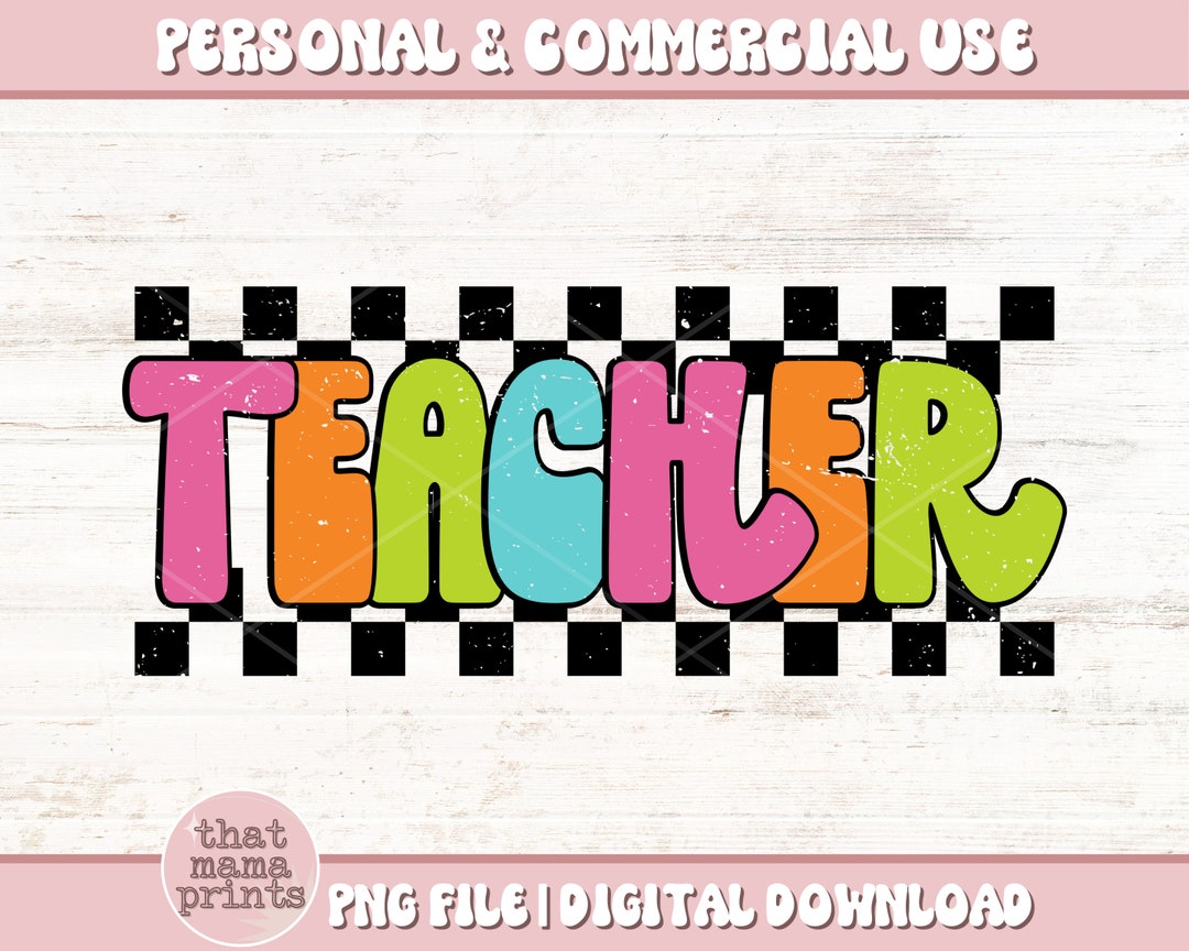 Teacher Retro PNG, Checkered Teacher Png, Educator Png, Teacher Shirt ...