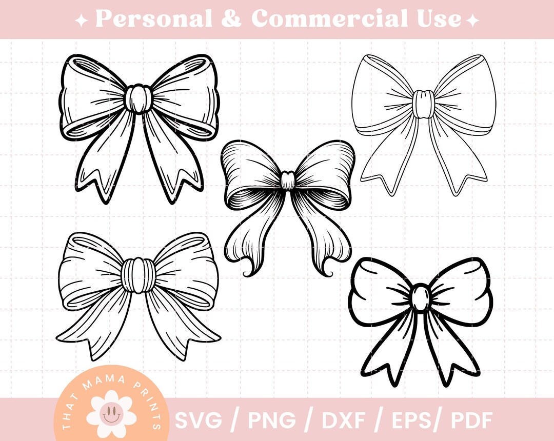 Bow SVG Bundle, Bow PNG Bundle, Coquette Bow Svg, Boho Ribbon Svg, Hair ...
