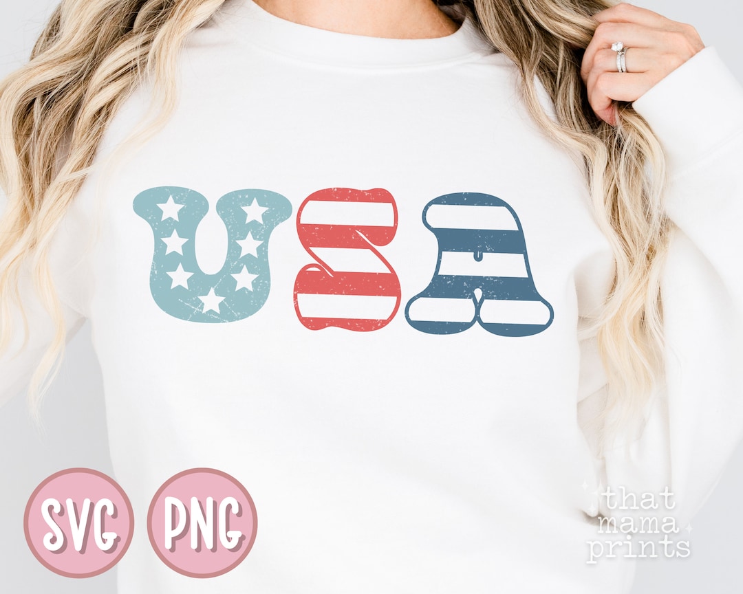 Retro USA Svg & Png, Retro 4th of July Svg, Distressed July Fourth Png ...