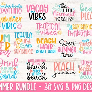 Summer Bundle SVG & PNG, Beach Svg Bundle, Funny Beach Quotes Svg ...
