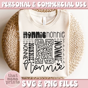 Nonnie Typography SVG & PNG, Nonnie Svg, Mothers Day Svg, Nonnie Shirt ...