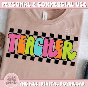 Teacher Retro PNG, Checkered Teacher Png, Educator Png, Teacher Shirt ...