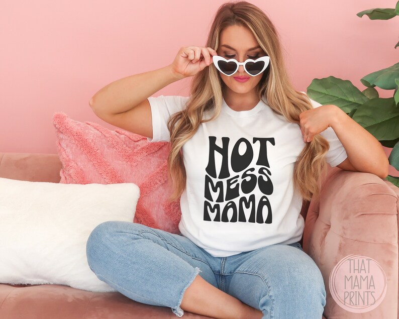 Hot Mess Mama SVG & PNG, Retro Wavy Font Svg, Funny Mom Svg, 70s Mom Shirt Svg, Hot Mess Mommy ...