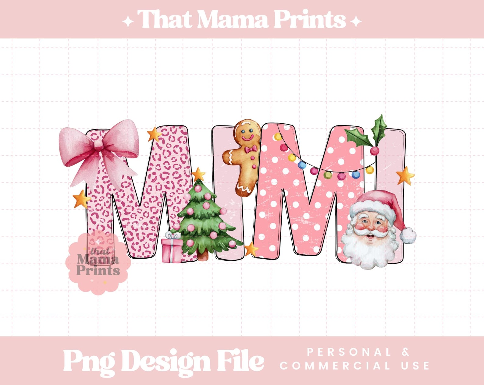 Mimi Christmas Png, Family Christmas PNG, Mimi Png, Retro Pink ...