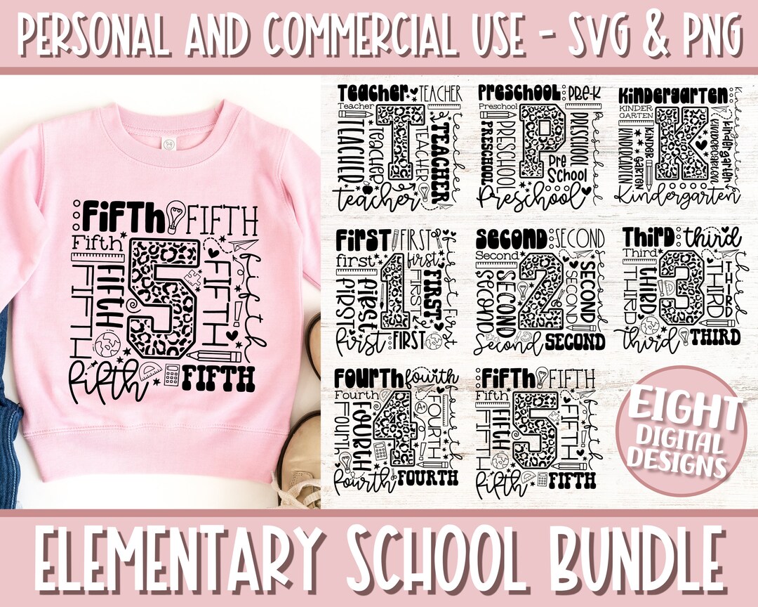 Elementary School SVG PNG Bundle, Grade Level Svg, Teacher Svg Bundle ...