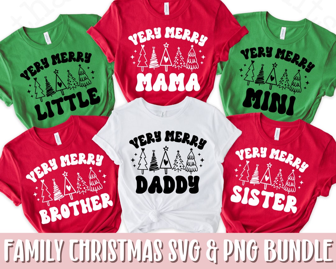 Matching Family Christmas SVG PNG Bundle, Very Merry Mama Svg, Holiday ...