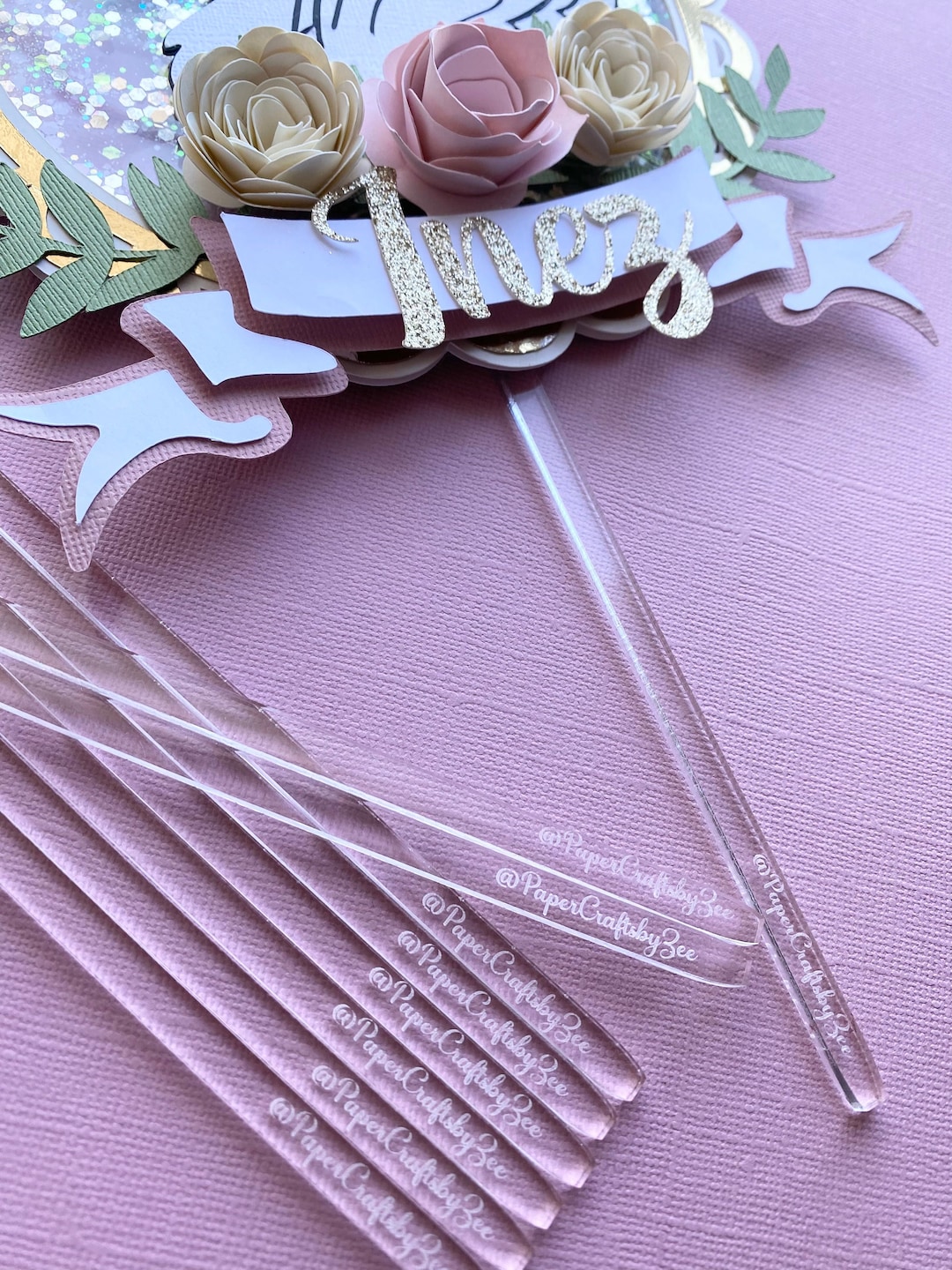 Personalized Acrylic Cake Topper Sticks, Cake Sticks, Acrylic Cake ...