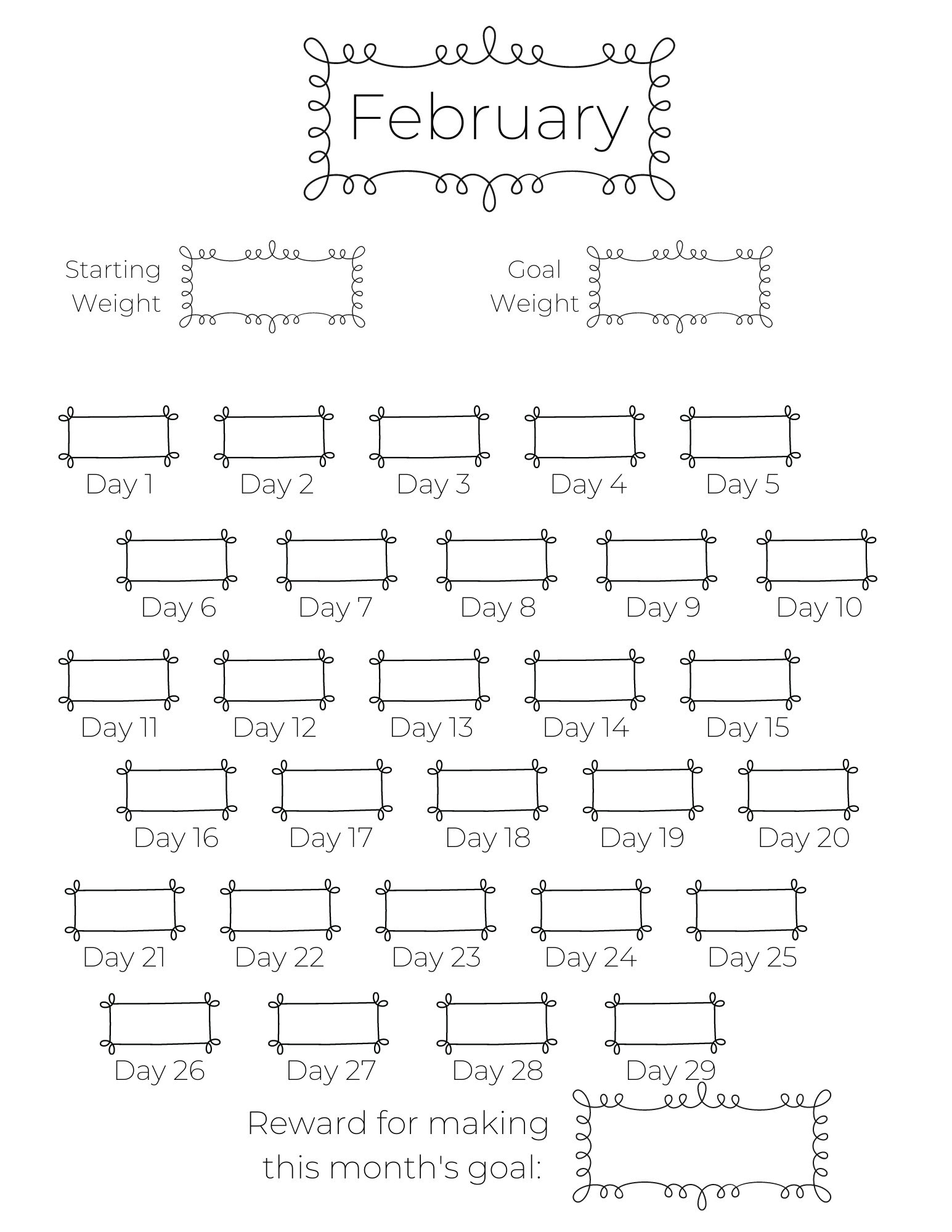 Monthly Weight Tracker, Printable Monthly Weight Loss Tracker, Personal ...