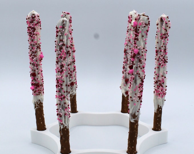 12 White Chocolate Pretzel Rods With Gold Accents! Wedding, Baptism ...