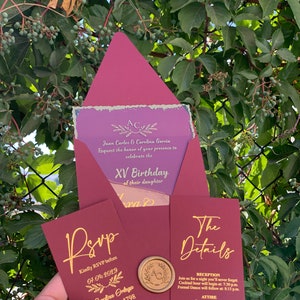 Emerald Green, Burgundy, Navy Blue, Ivory Acrylic and Gold Gilded ...