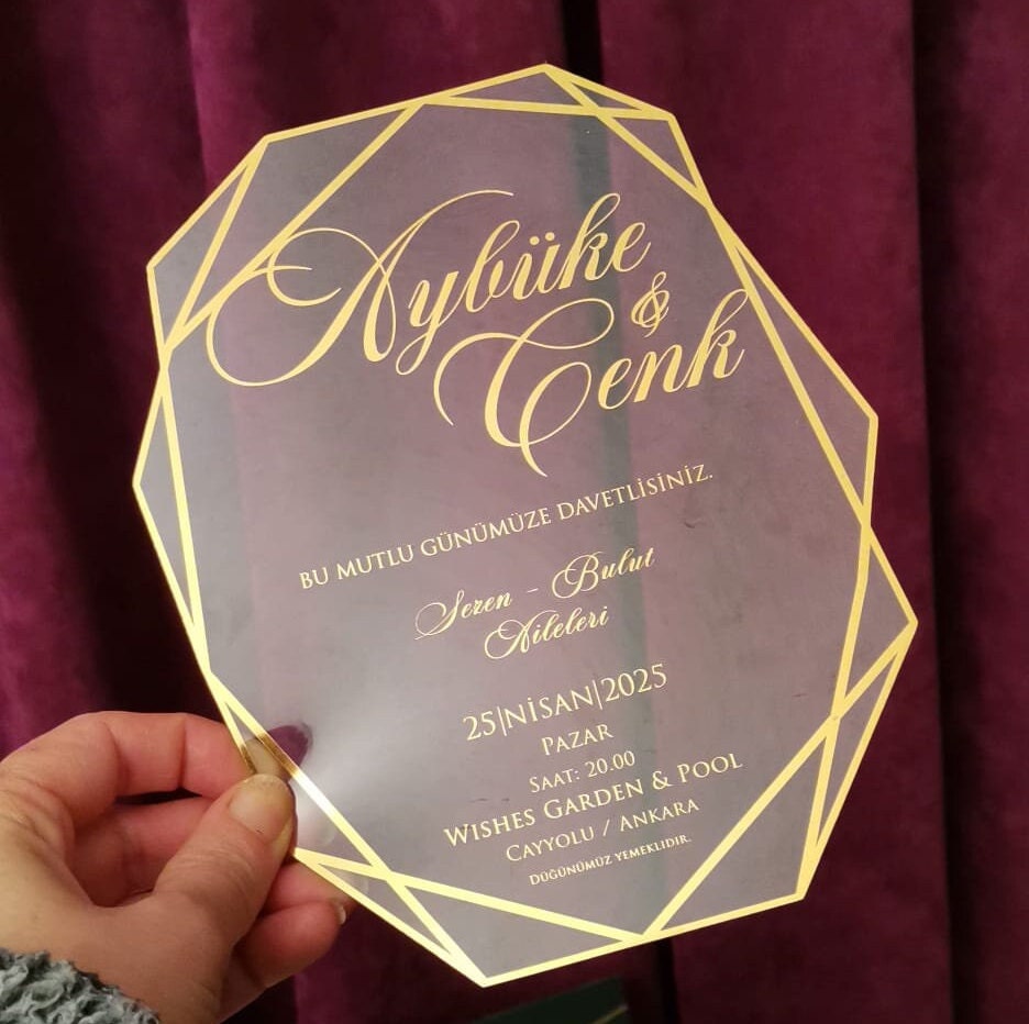 Hexagon Style Wedding Invitation Formal Card Clear Acrylic - Etsy