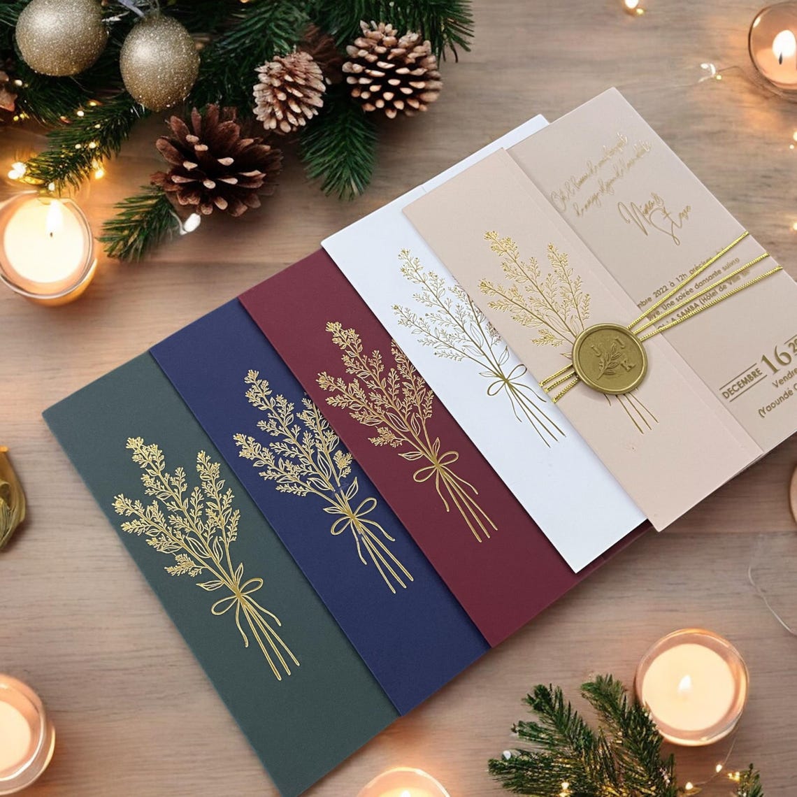 Elegant Gold Foil Acrylic Wedding Invitation Set With Rope and Seal Wax ...