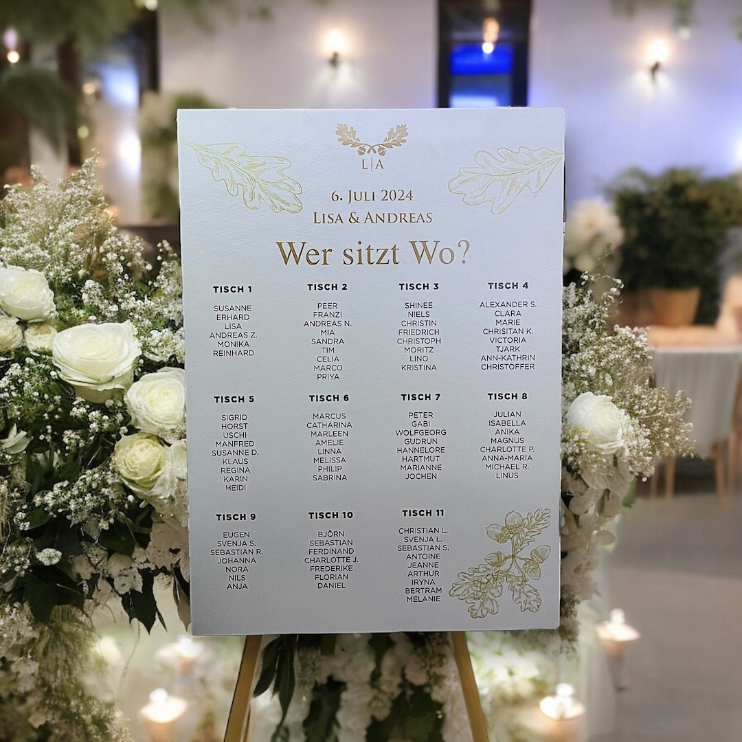 Personalized Wedding Seating Chart Sign for Elegant Reception, Custom ...
