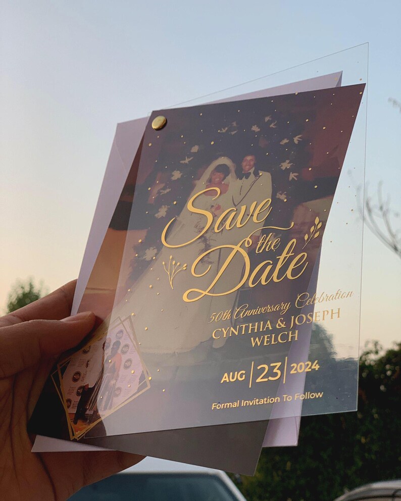 Personalized Rustic Save the Date Acrylic WEDDING INVITATION Suite With ...