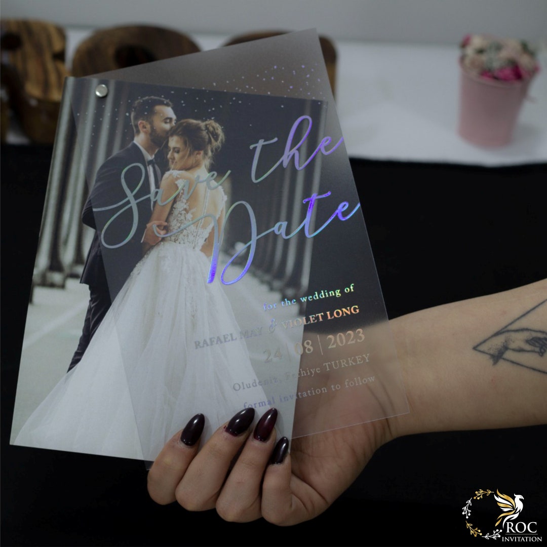 Customisable Rustic Save the Date Acrylic WEDDING INVITATION Suite With ...