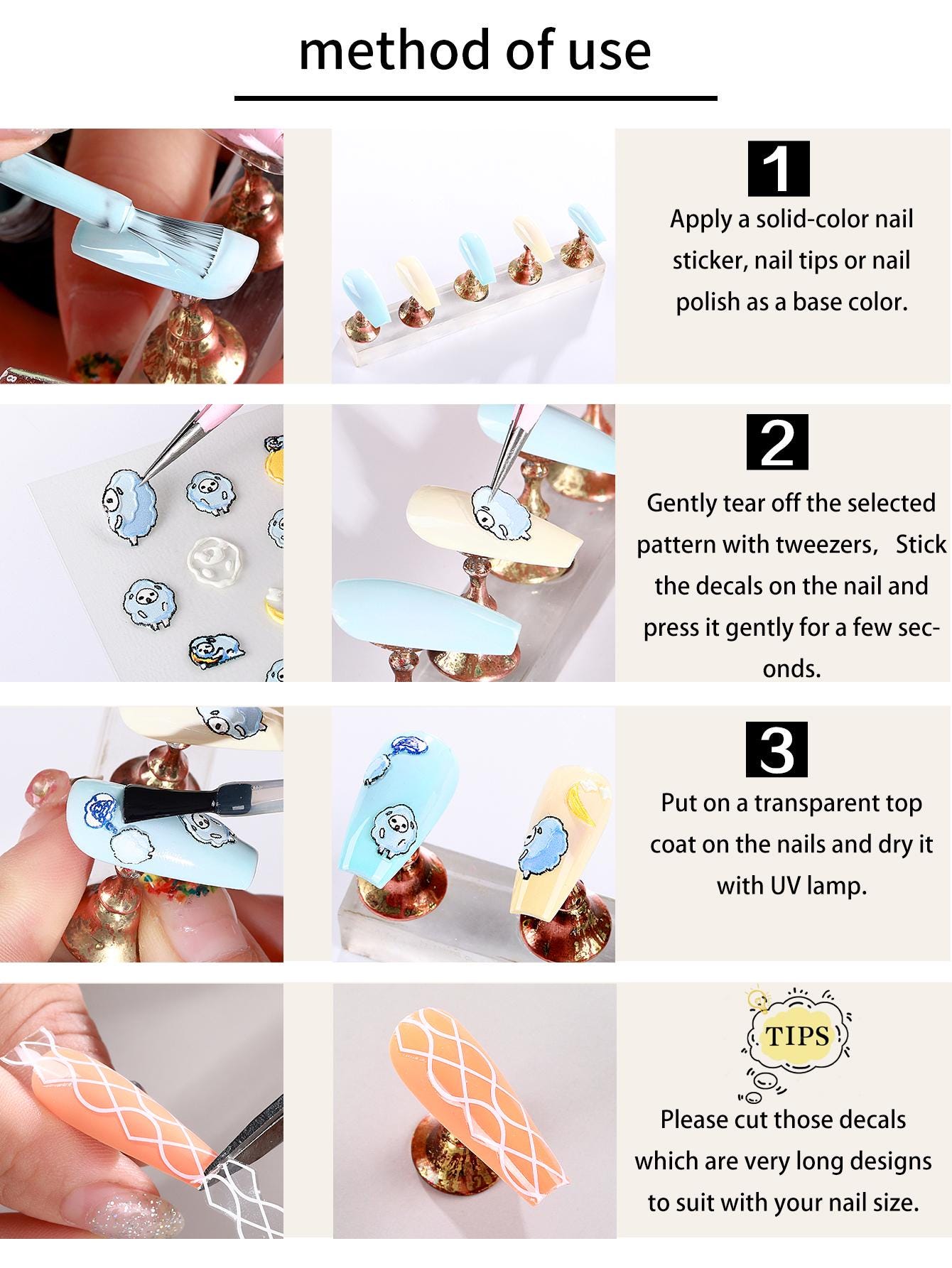 5D Nail Art Stickers Geometric Pattern Nail Decals Nail Art Supplies ...