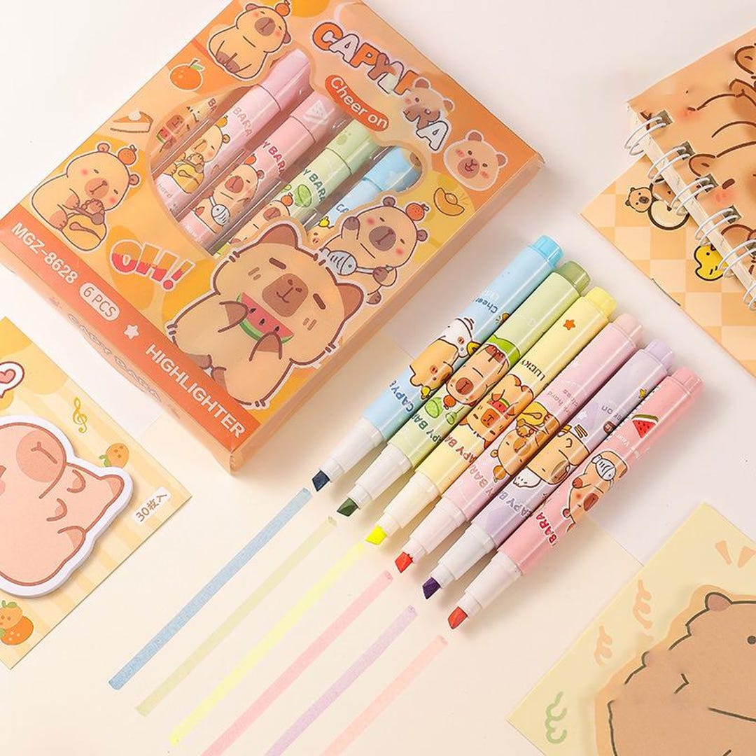 Capybara Colored Highlighter Markers 6 Pcs/set Cute Highlighters ...