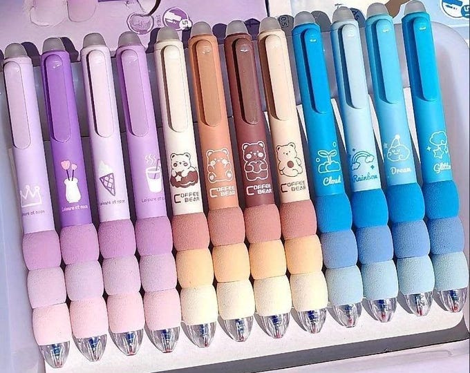 4 Pcs/lot Erasable Gel Ink Pen Set || Coffee Bear & Ice Cream Design ...