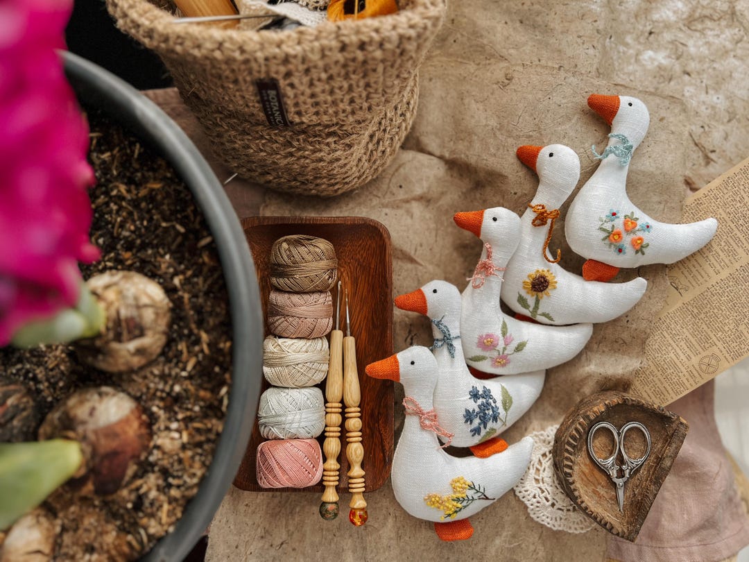 Handmade Goose Toy, Little Linen Goose Toy, Stuffed Goose, Pocket Toys ...