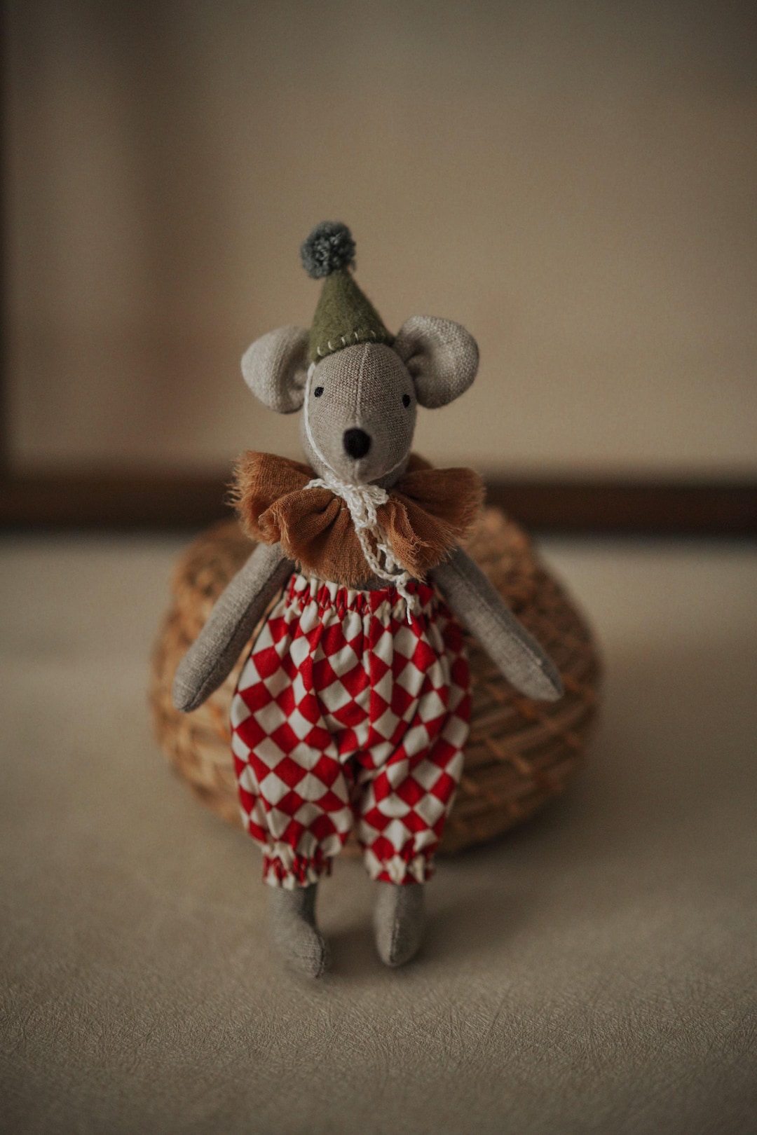 Linen Circus Mouse Toy, Mini Clown Doll, Circus Room Decor - Etsy