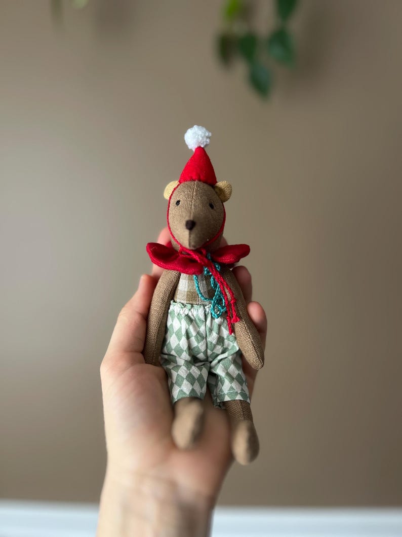 Mini Linen Bear Toy: Handmade Collectible Bear - Etsy