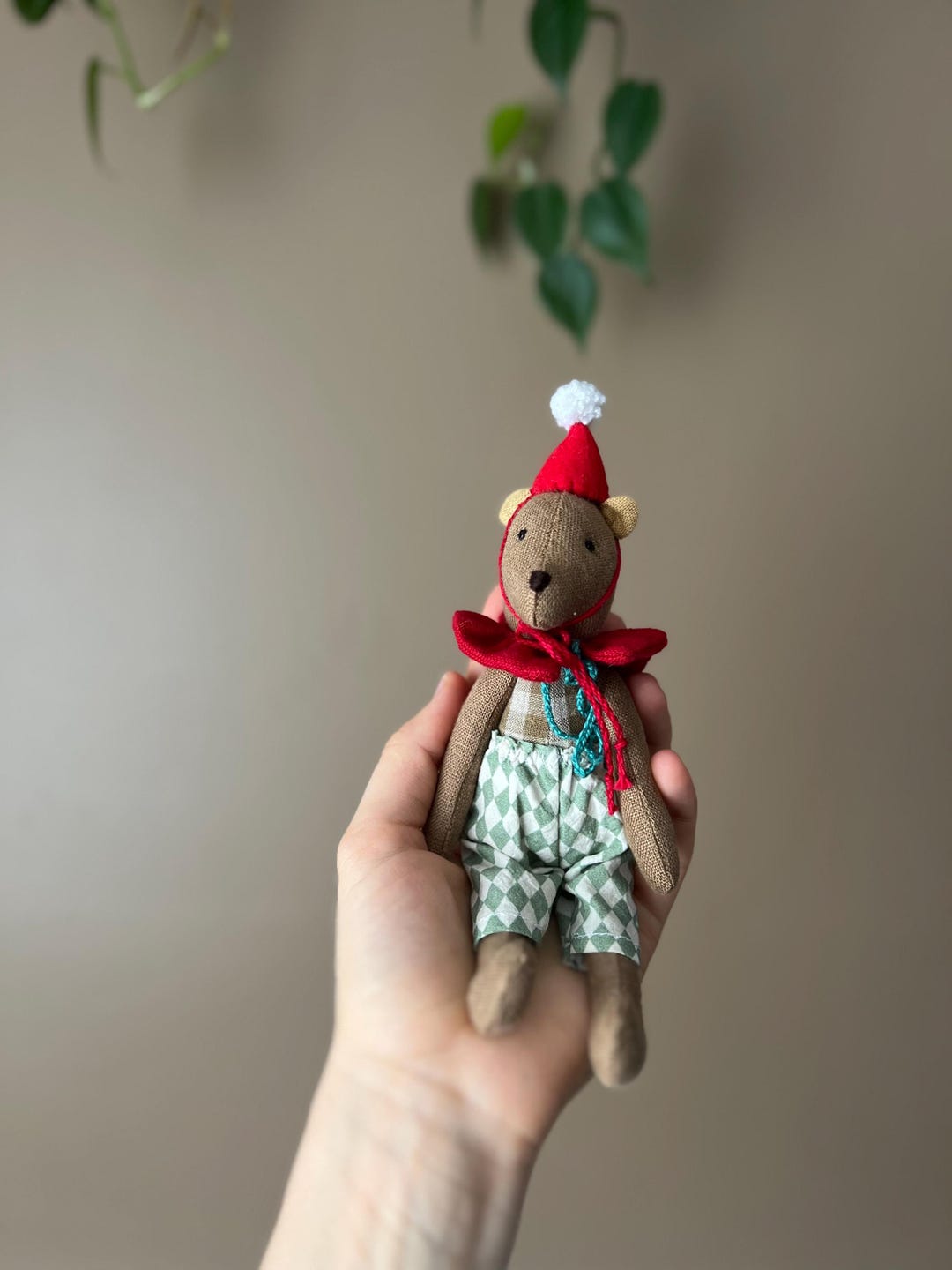 Mini Linen Bear Toy: Handmade Collectible Bear - Etsy
