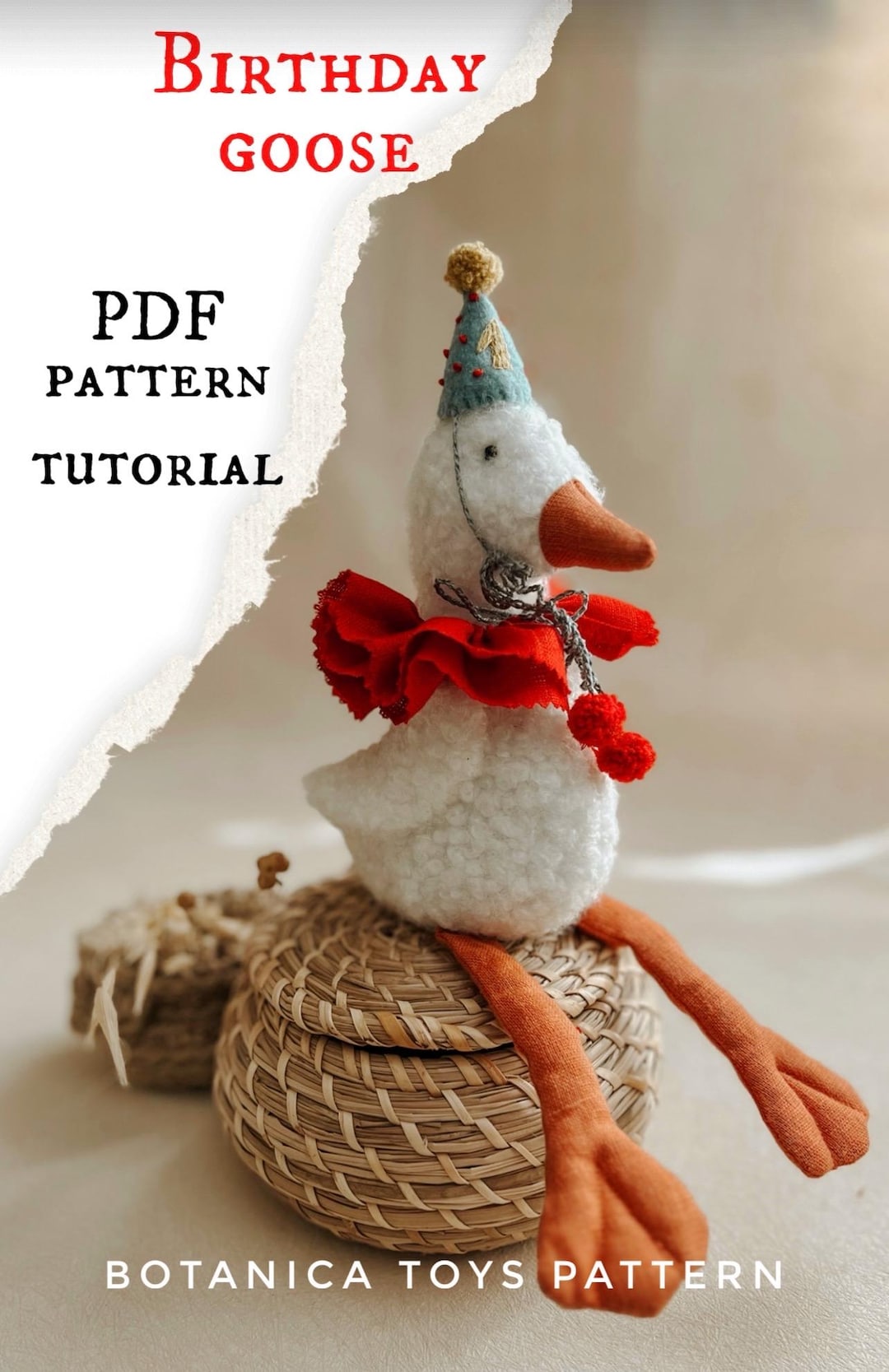 Goose Stuffed Toy Sewing Pattern: Birthday Party Hat (PDF) - Etsy