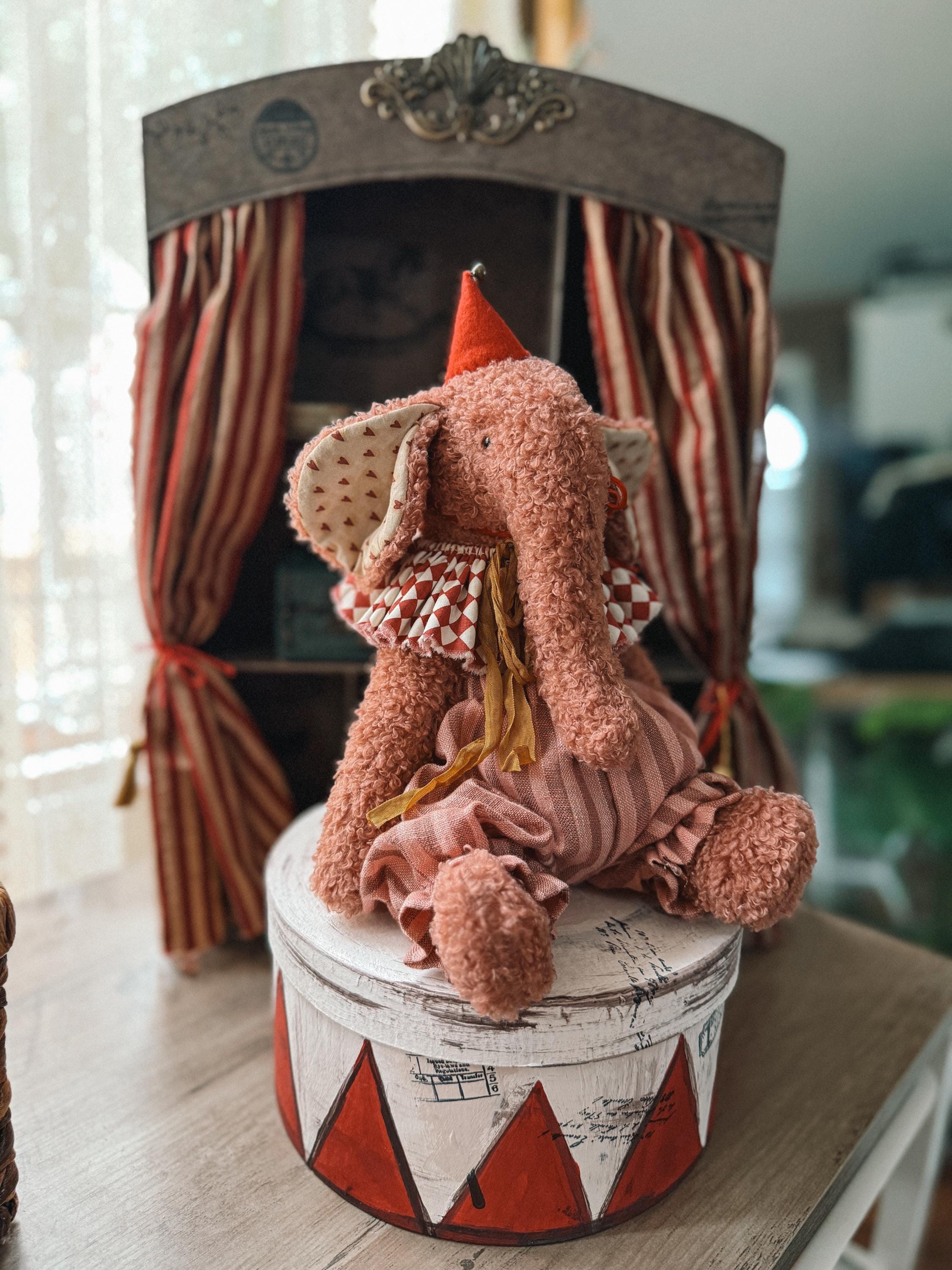 Mammoth Stuffed Toy, Boucle Mammoth, Circus Elephant, Nursery Linen ...