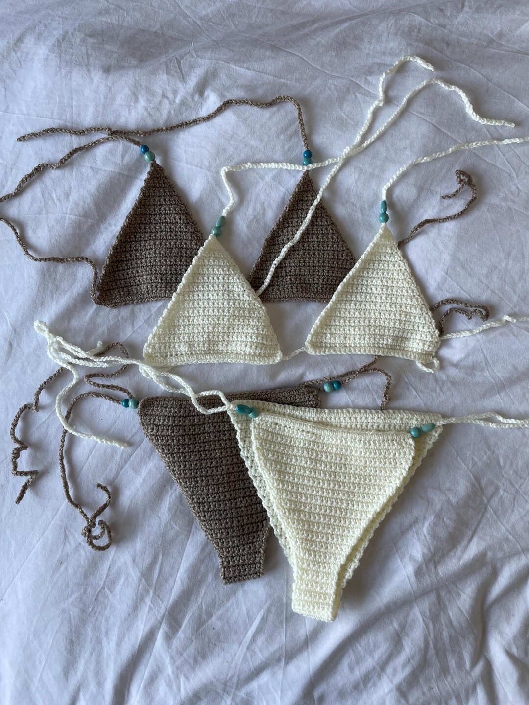 Handmade Crochet Bikini: Boho Beaded Two-piece Swimwear - Etsy