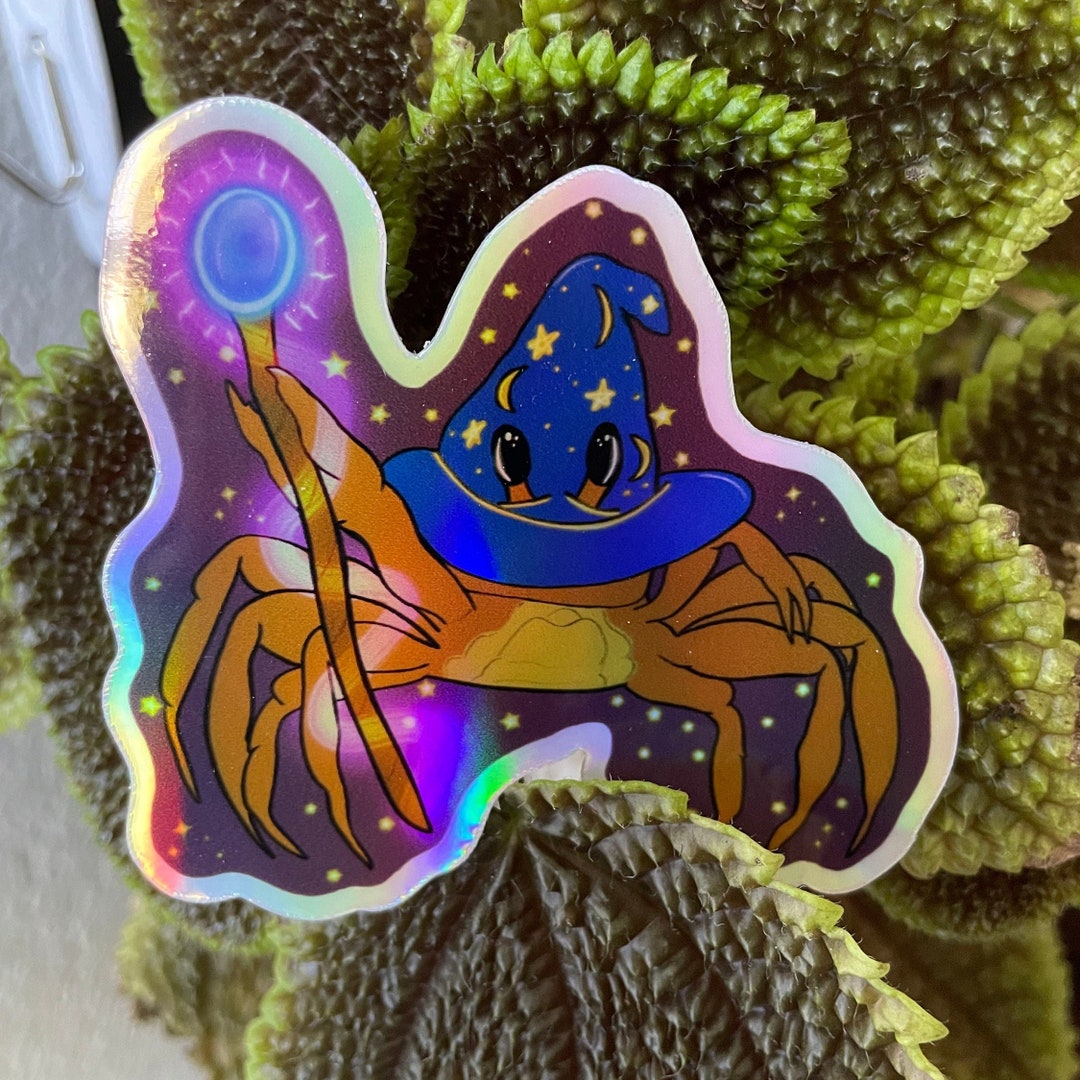 Magical Crab Wizard/witch Holographic Water Resistant Vinyl Sticker or ...