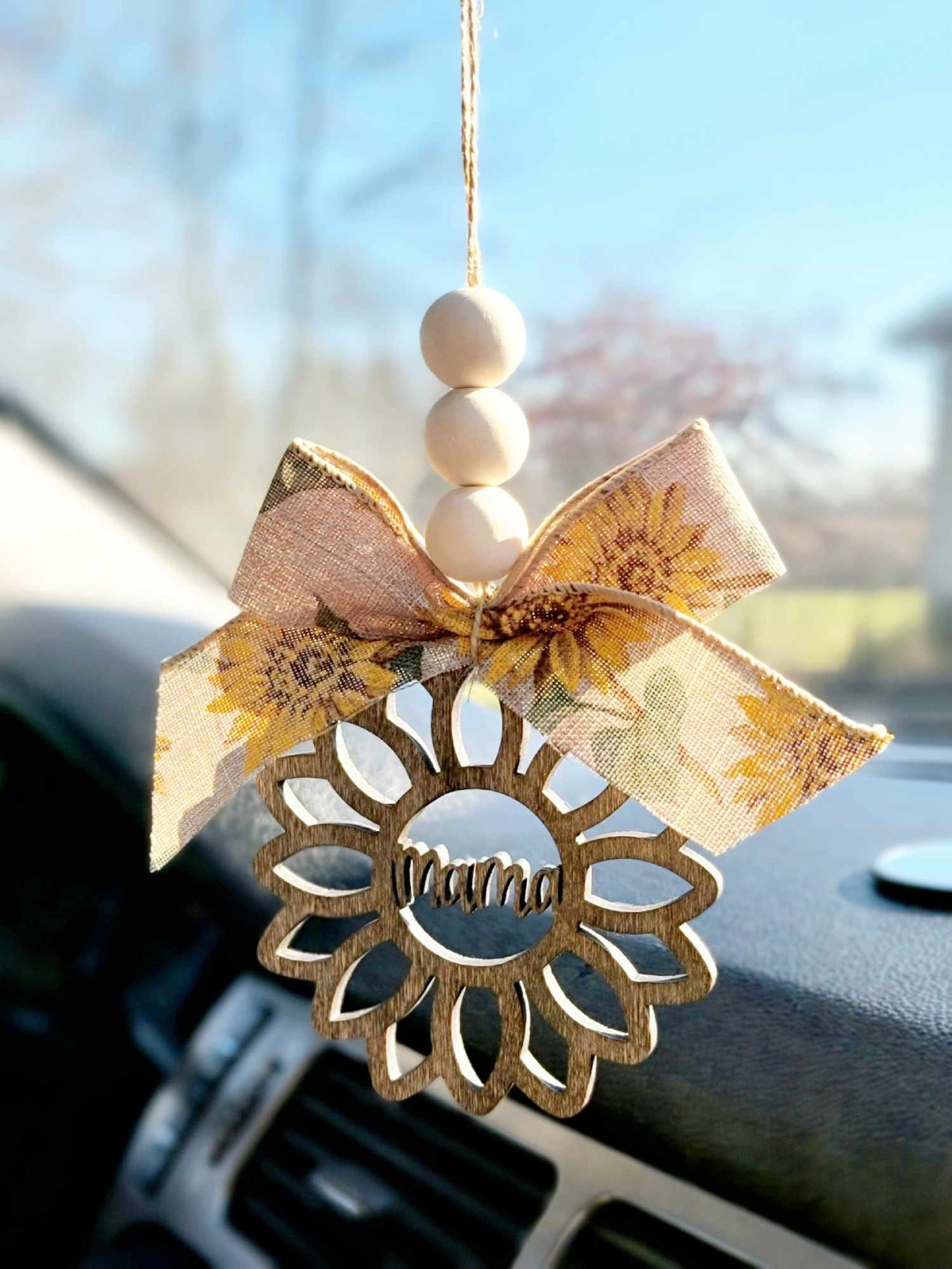 Mama Sunflower Rear View Mirror Car Charm Ornament Auto Jewelry - Etsy